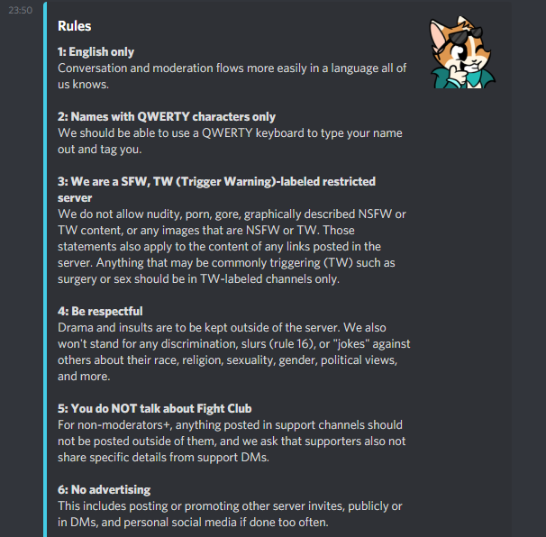 Implemented Refresh The Discord rules and faq Channel CubeCraft Games
